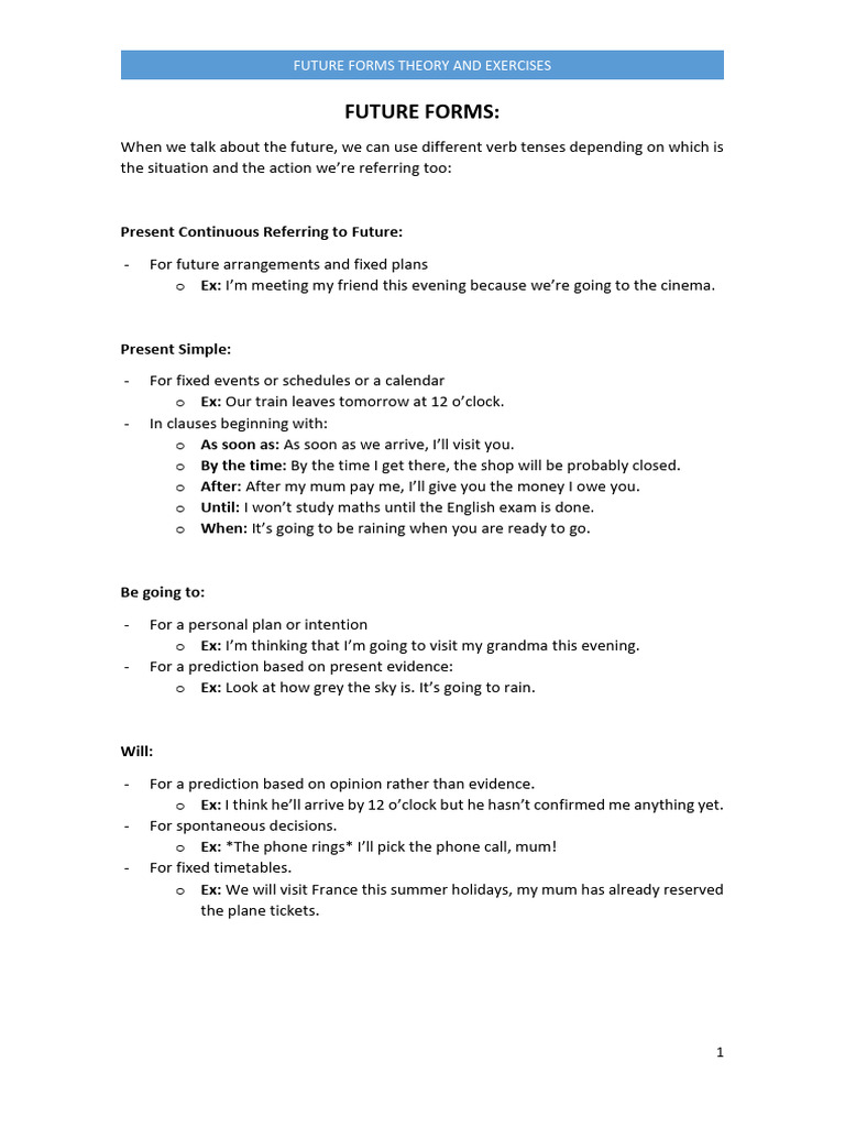 Future Forms | PDF | Grammar | Linguistics