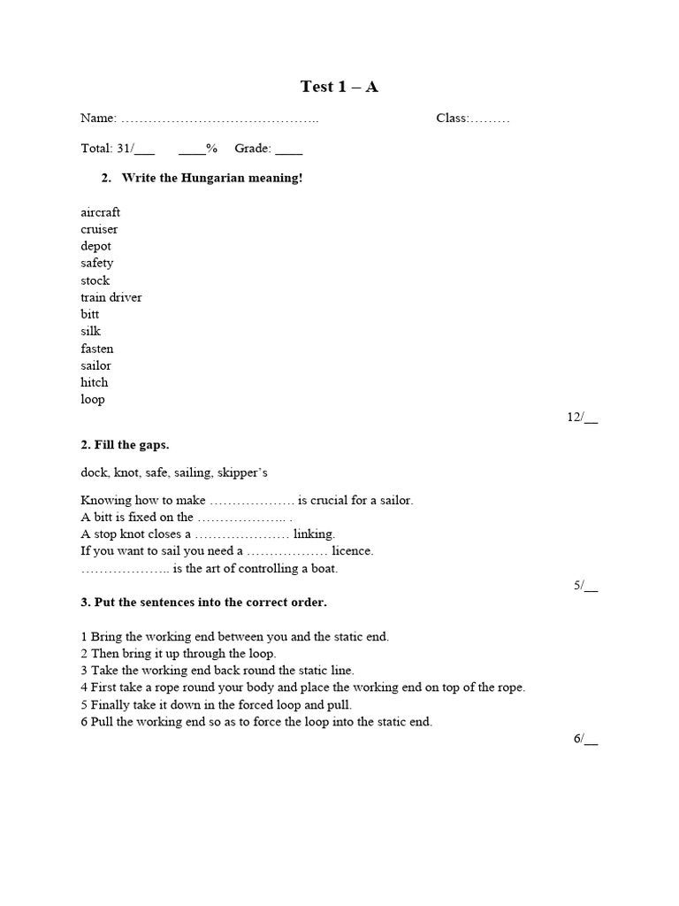 Flash On English Transport and Logistics Test Unit 1 | PDF | Knot ...
