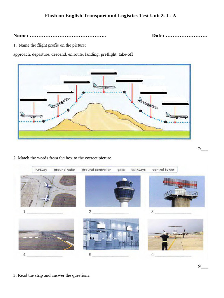 Transport & Logistics Test Units 3-4 | PDF | Air Traffic Control | Runway
