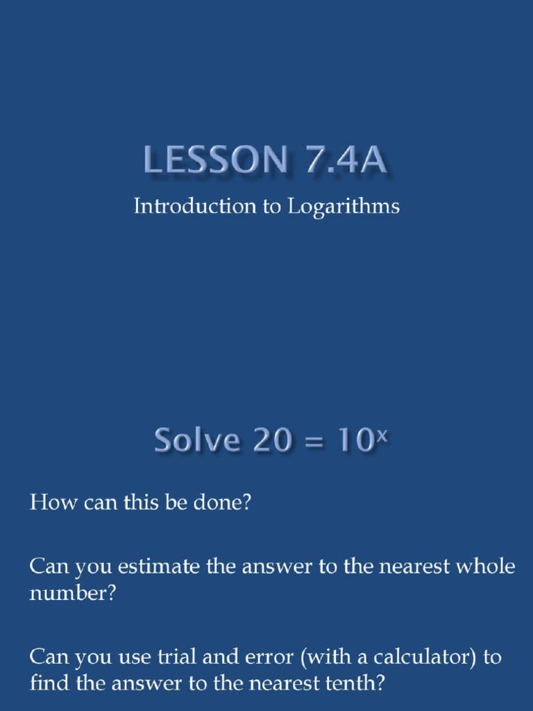 Introduction To Logarithm Pdf