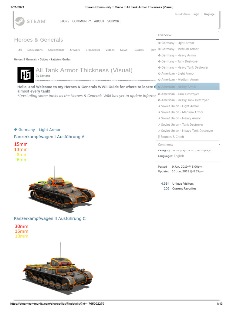 All Tank Armor Thickness (Visual) | PDF | Tank Destroyer | Tanks