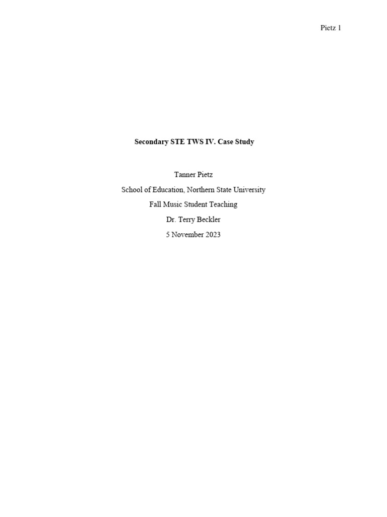 Secondary Case Study | PDF | Classroom | Behavior Modification