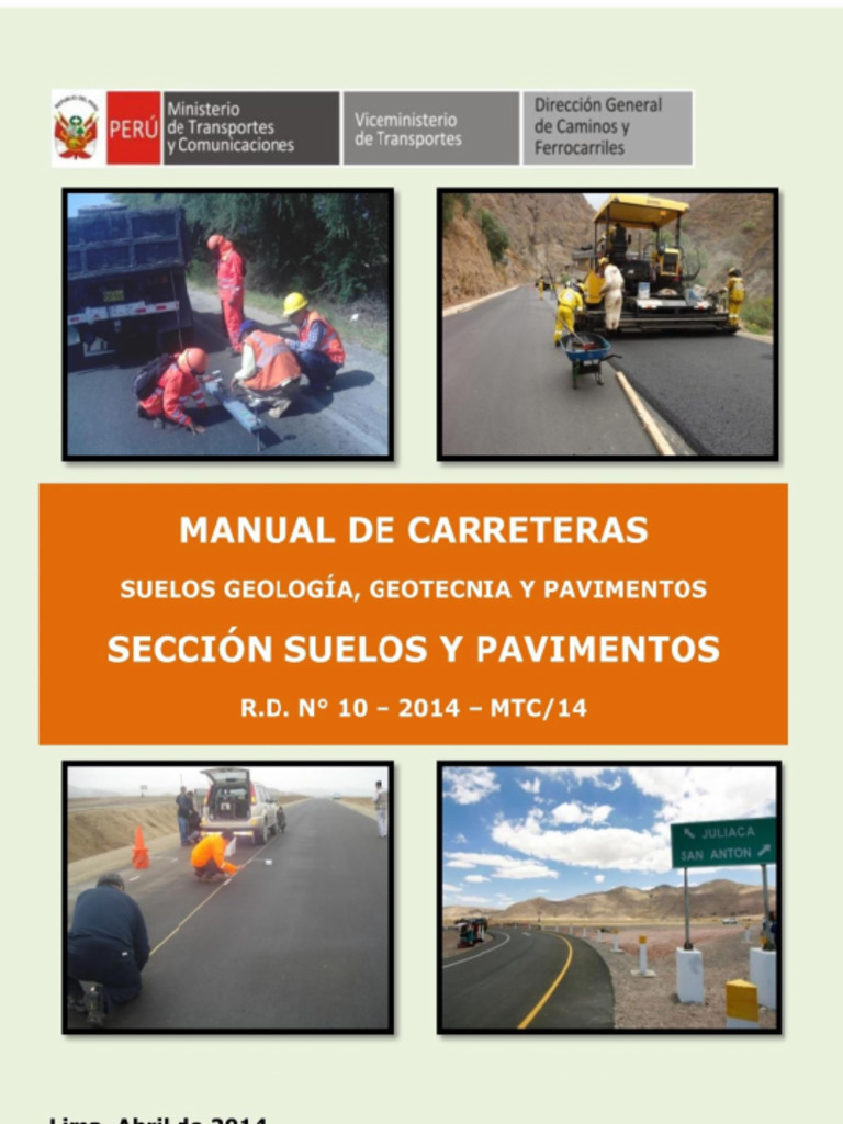 Exploracion de Suelos, Segun Suelos y Pavimentos Del MTC, 2014 | PDF | Ingeniería geotécnica ...