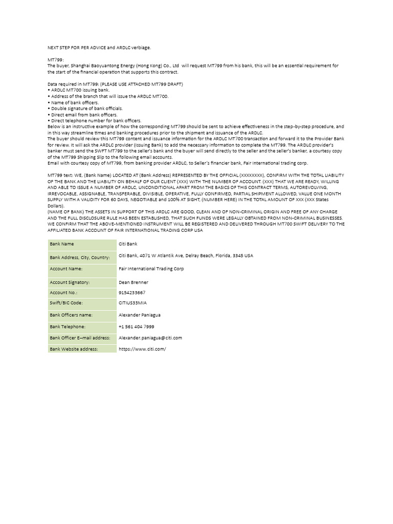 Pre Advice MT799 | PDF | Banks | Banking