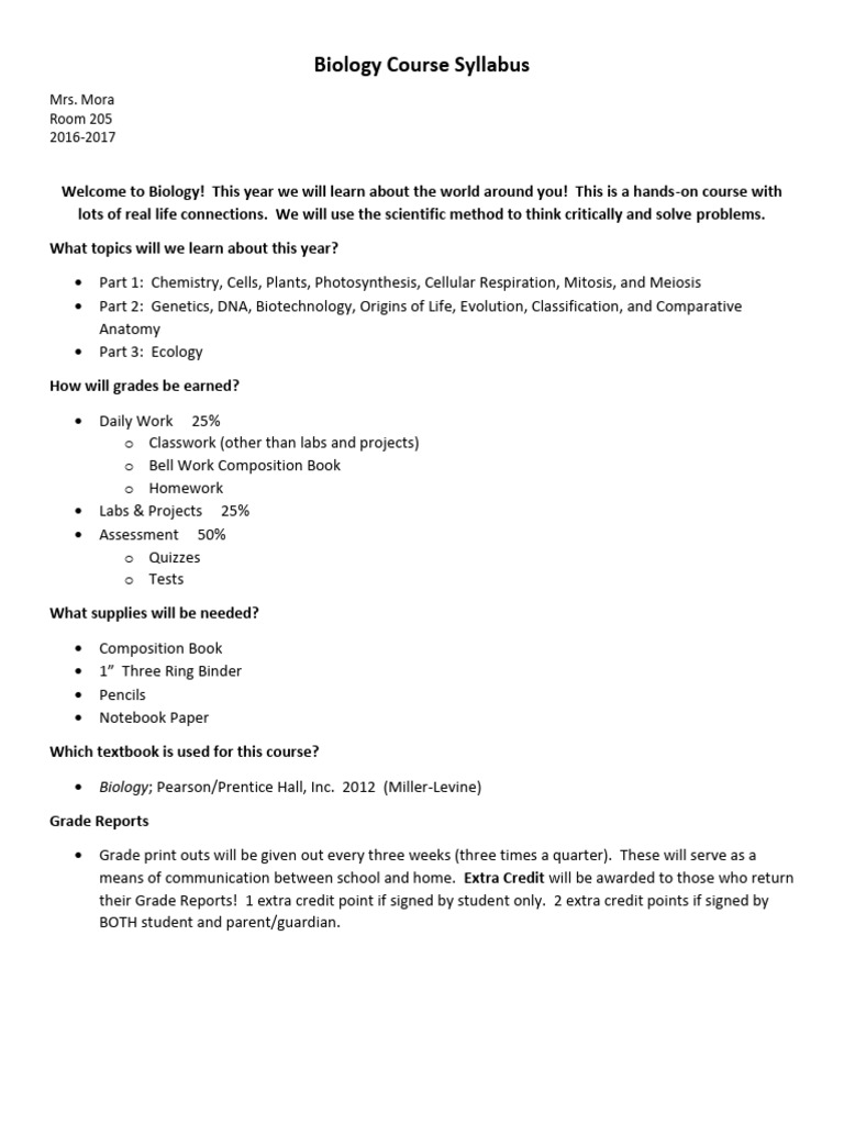 Biology Syllabus Template | PDF | Biology