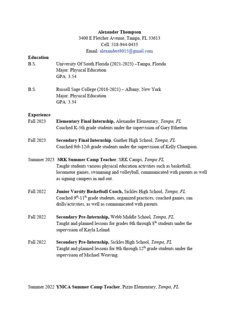 alex thompson resume | PDF