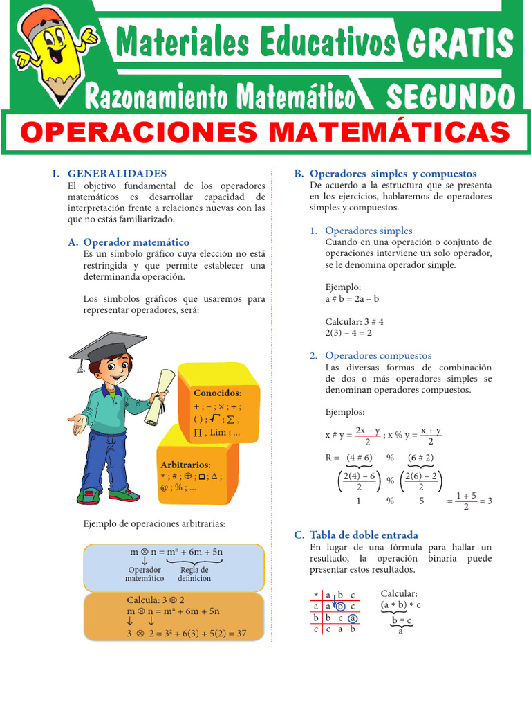 Operaciones Matemáticas para Segundo Grado de Secundaria | PDF ...
