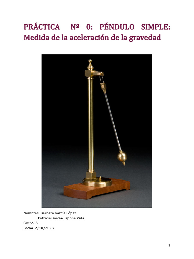 _Trabajo Física. Práctica 0. Péndulo | PDF | Péndulo | Oscilación