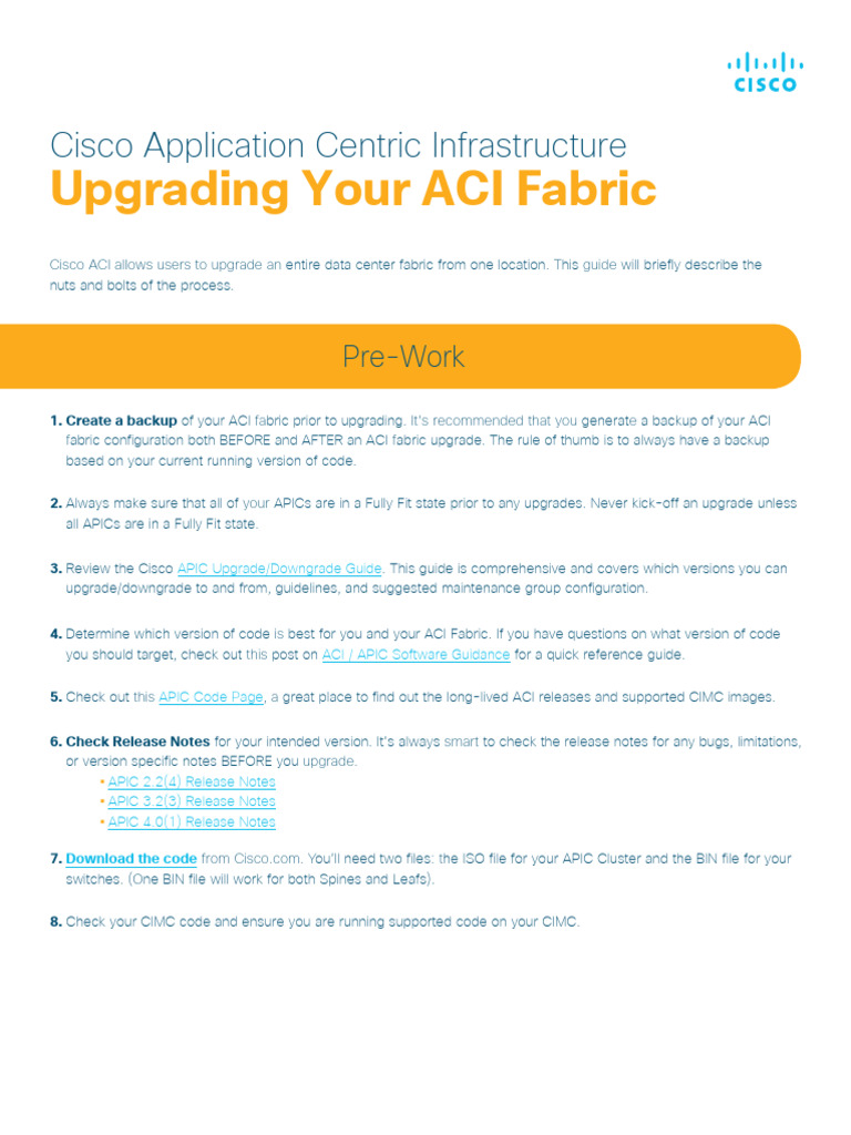 Aci Guide Upgrading Aci Fabric Pdf Backup Computing