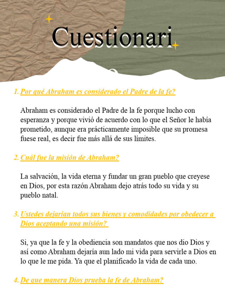 Cuestionario de Abraham | PDF