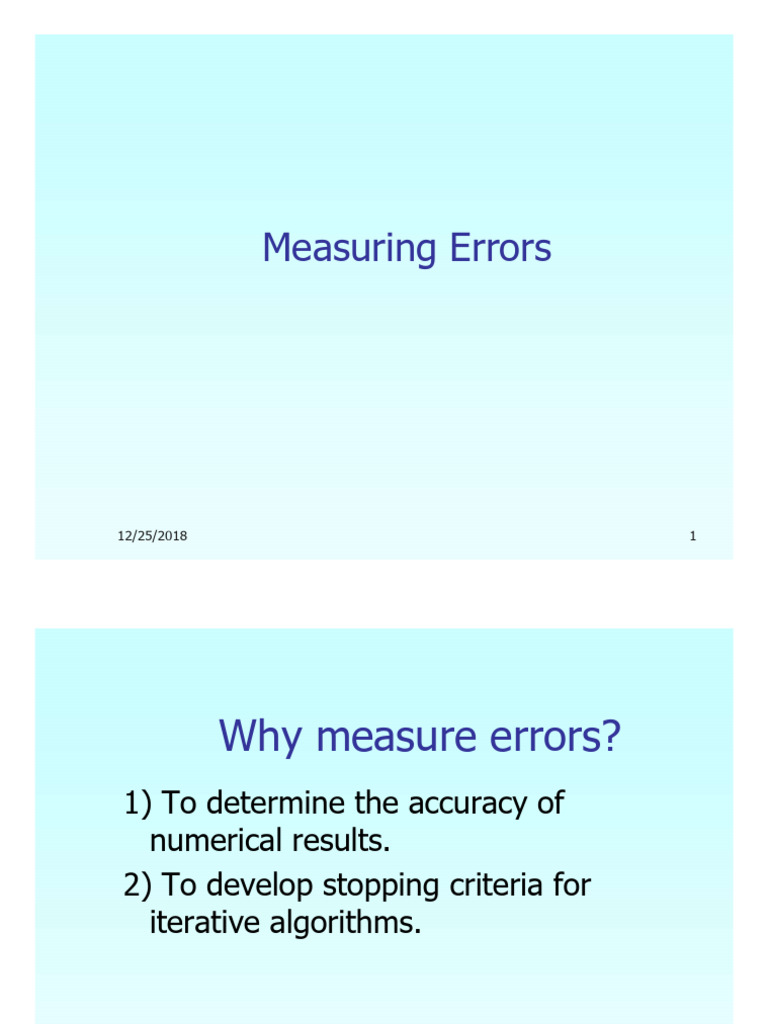 Measuring Errors Pdf Numerical Analysis Mathematical Analysis