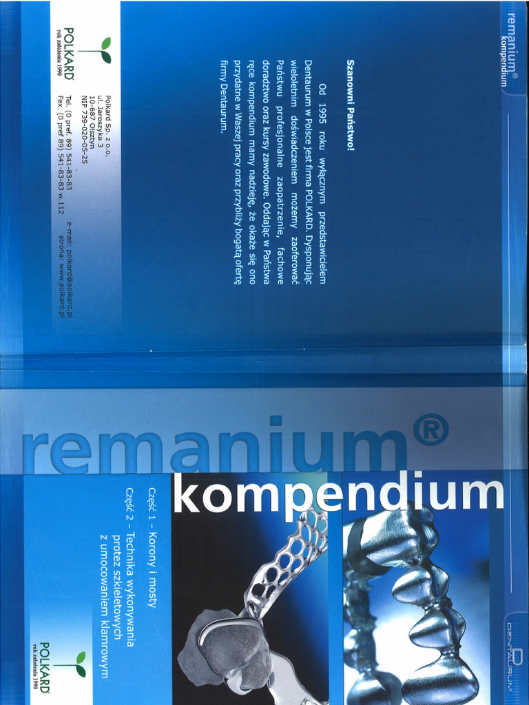 Kompendium Polkard - Dentaurum - Korony I Mosty - Protezy Szkieletowe | PDF