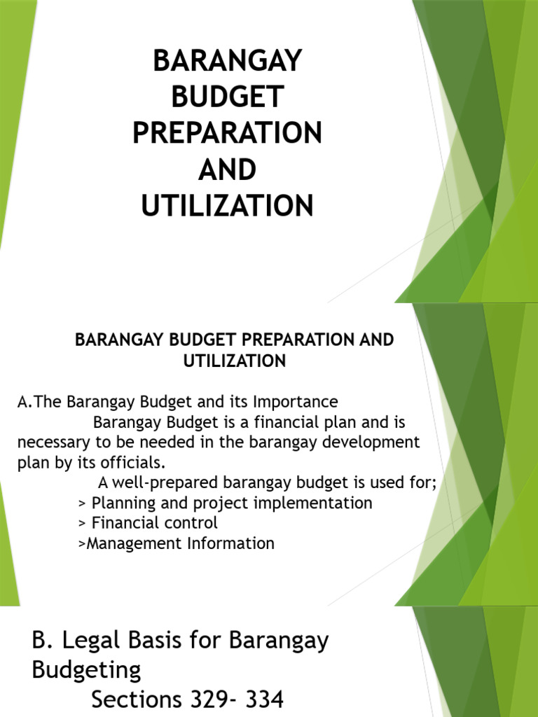 Barangay Budget Preparation and | PDF | Budget | Appropriations Bill ...