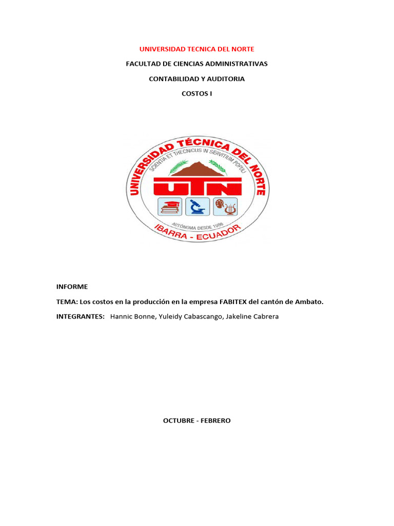 COSTOS Informe Fabitex | PDF | Business | Costo