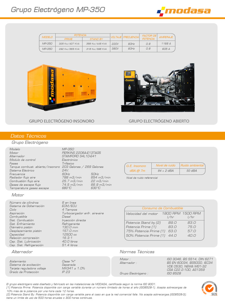 MP-350 (220V-380V) | PDF | Generador eléctrico | Energia electrica