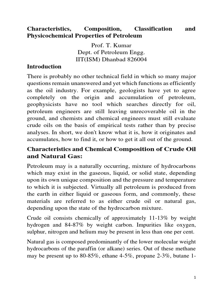Petroleum Properties and Characteristics | PDF | Alkane | Petroleum