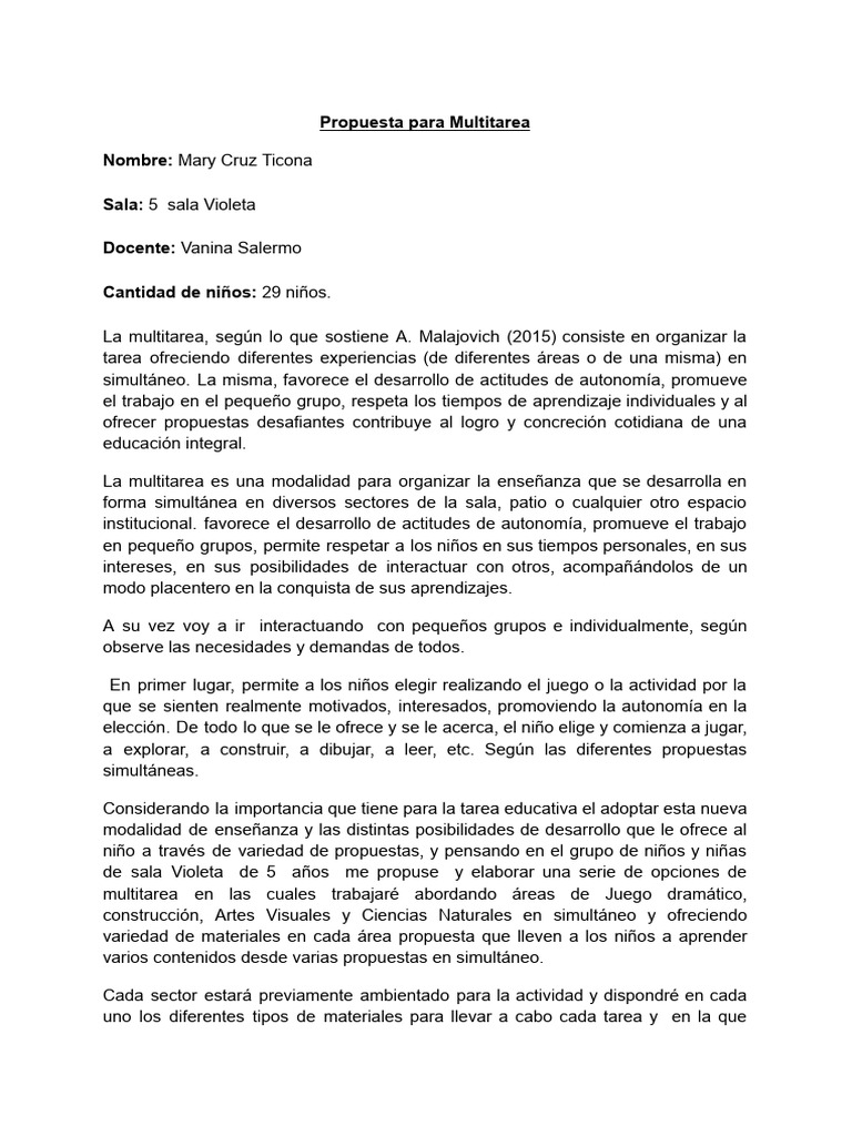 Propuesta para Multitarea | PDF | Aprendizaje