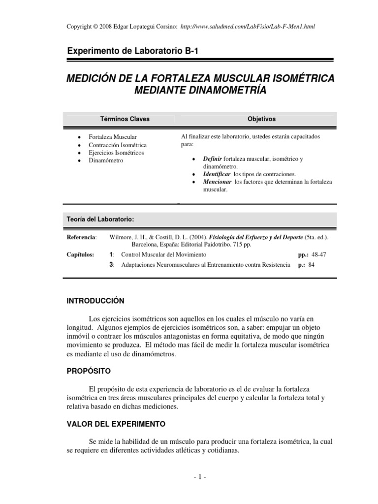 LAB B1-Fortaleza Isometrica | PDF | Mano | Músculo esquelético
