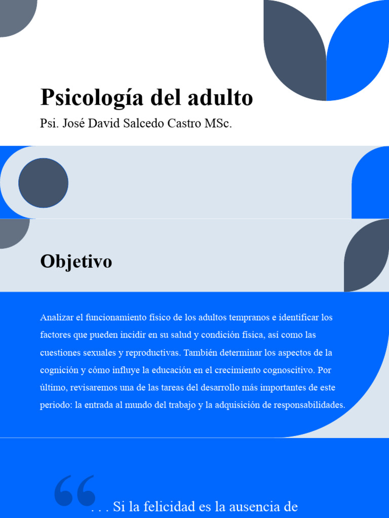 Psicología Del Adulto - Paralelo 01 02 - Introducción A La Psicología de La Adultez y La Vejez ...