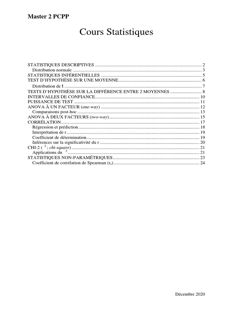 Cours Stat 2021 Master 2 | PDF | Statistiques | Analyse de régression