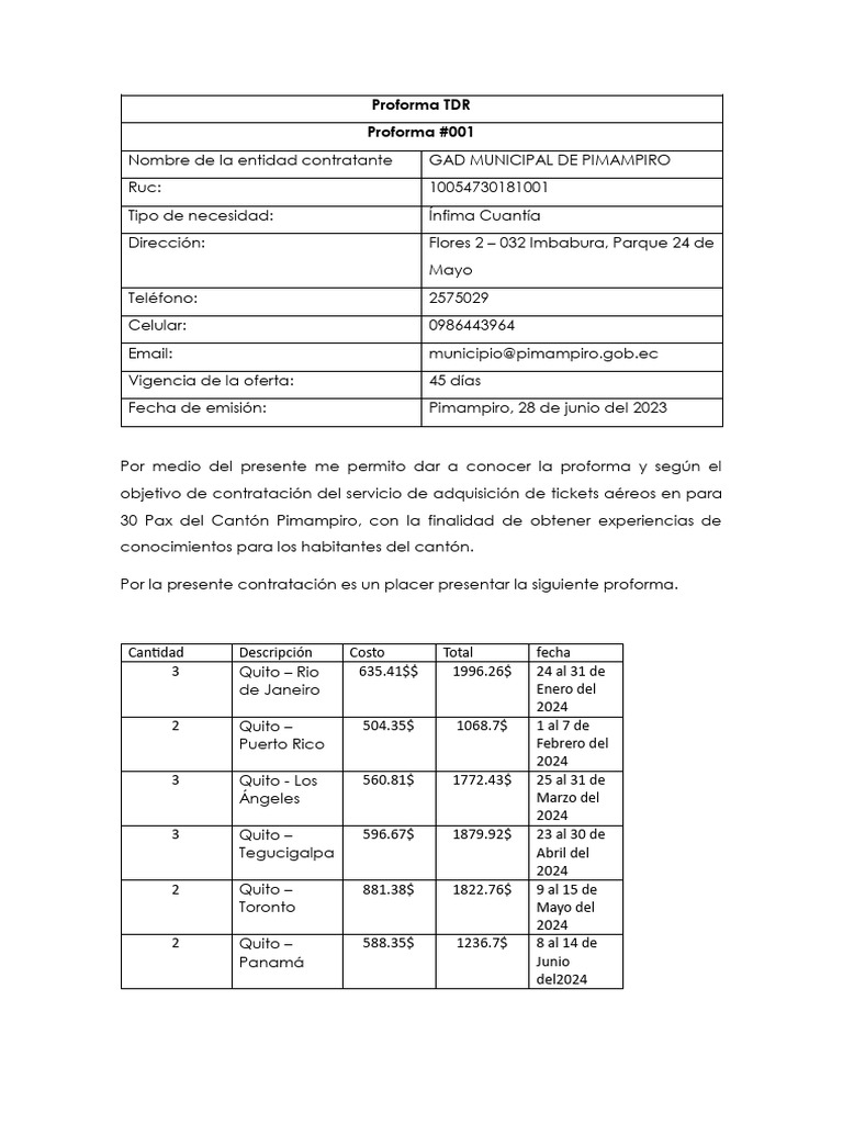 RETO 4 - Proforma | PDF