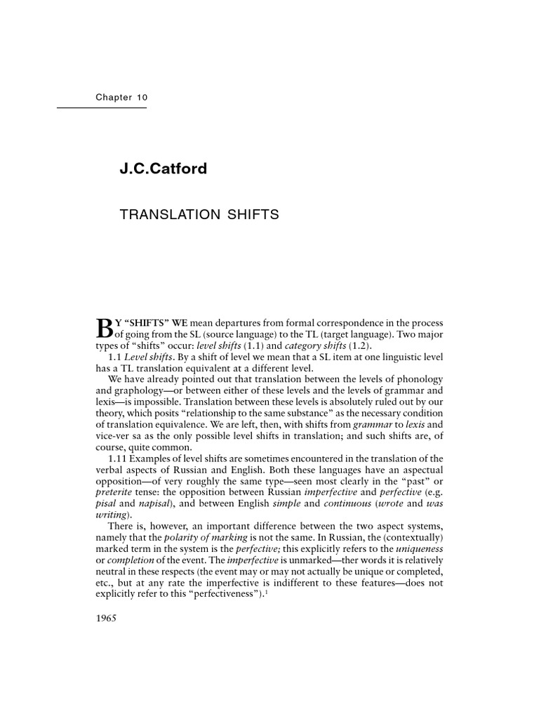 Catford Translation Shifts | PDF | Translations | English Language