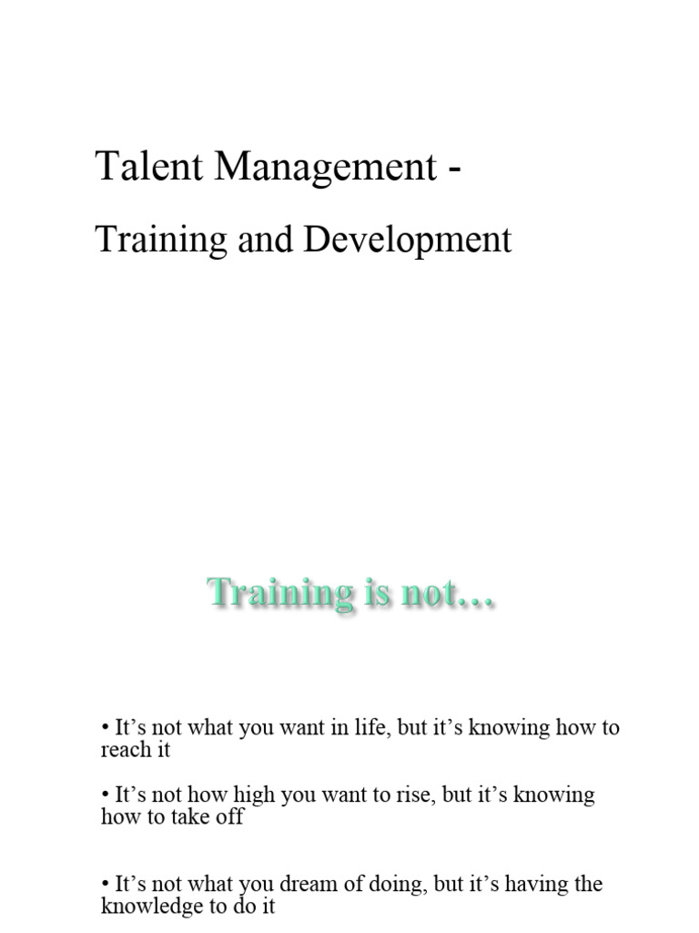 Talent Management Training and Developmentnotes | PDF | Learning ...