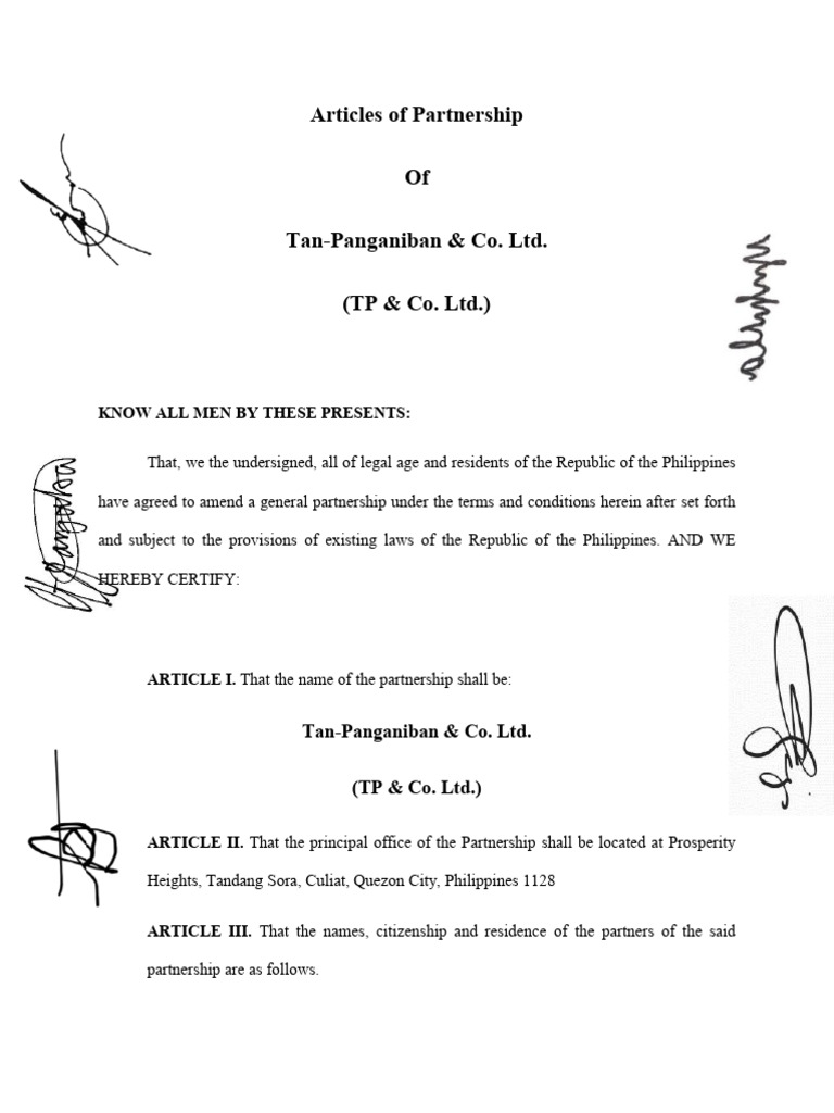 Articles of Limited Partnership | PDF | Partnership | Government