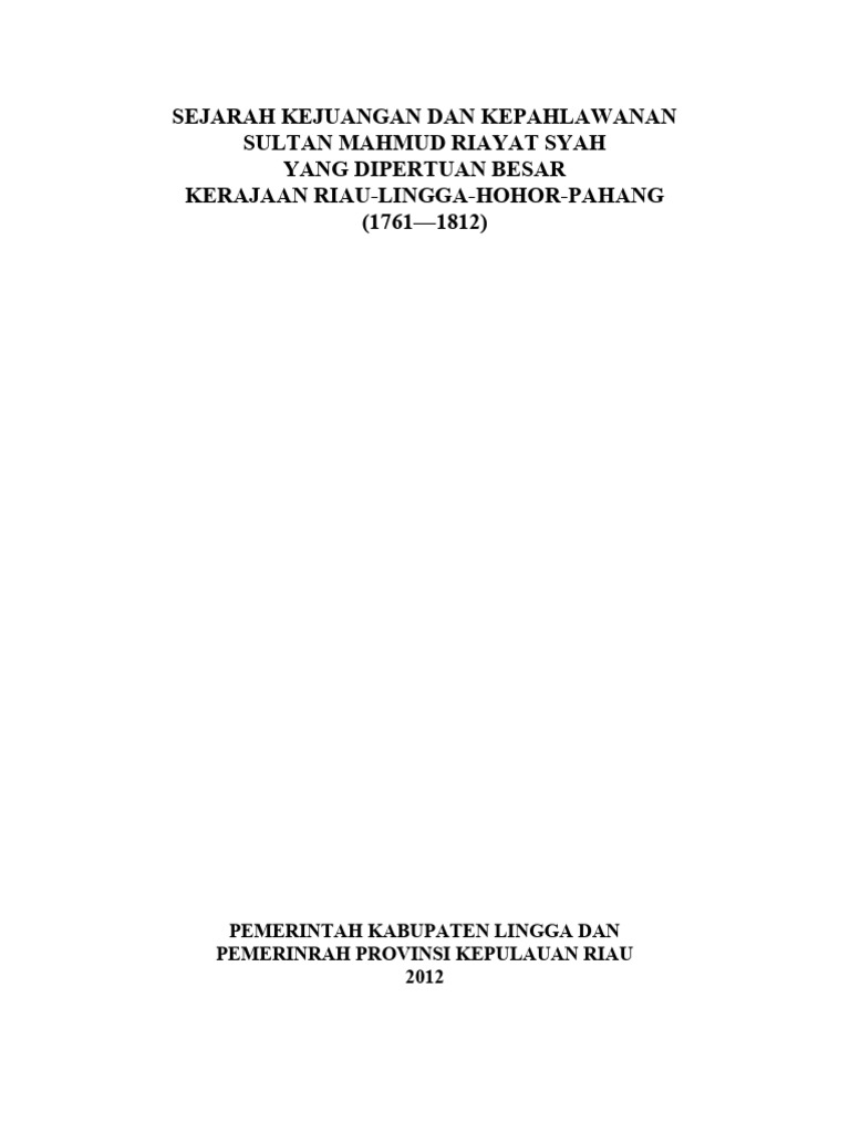 Sejarah Sultan Mahmud Riayat Syah | PDF
