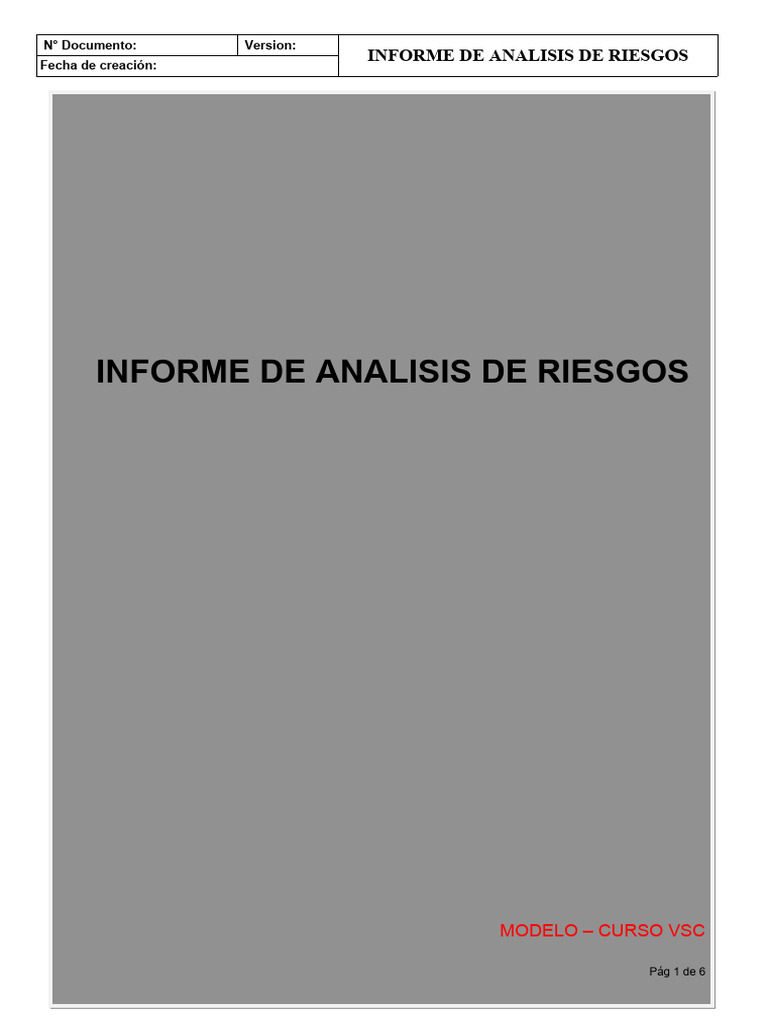 Modelo - Informe Del Analisis de Riesgos | PDF | Riesgo | Probabilidad