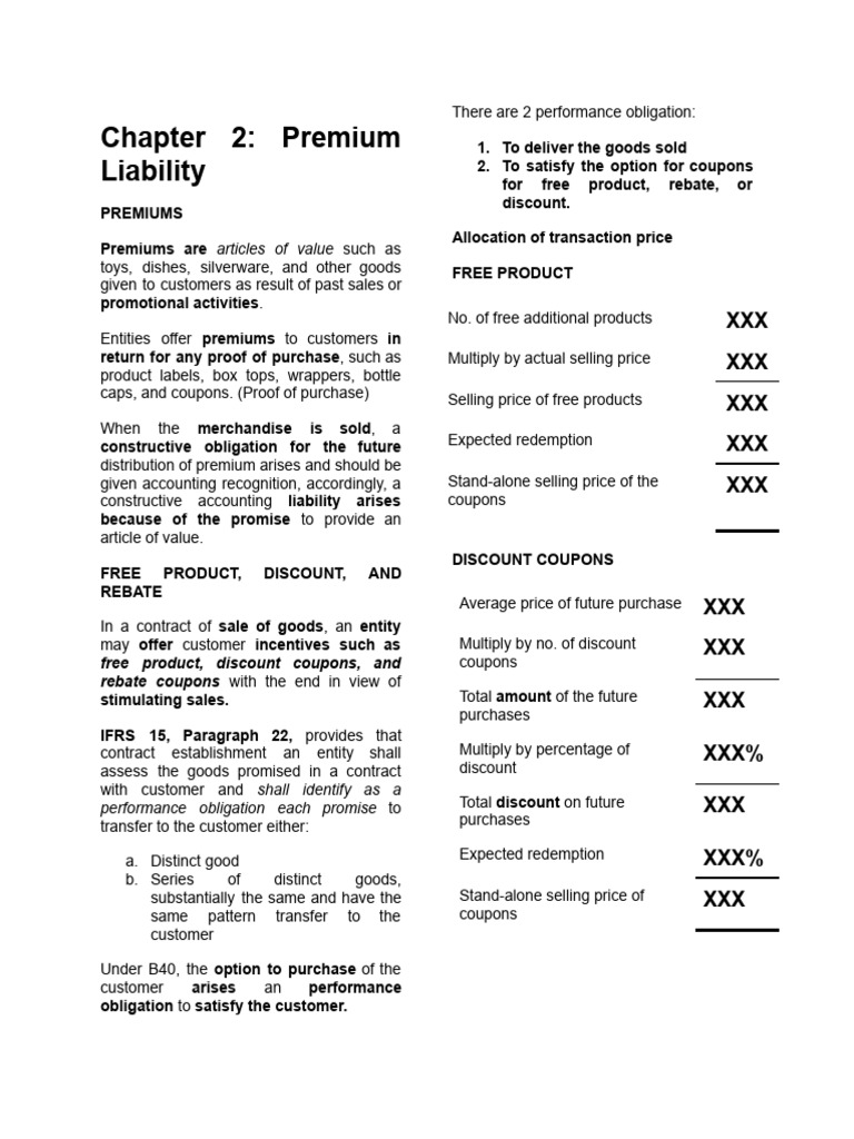 Chapter 2 Premium Liability Pdf Coupon Rebate Marketing