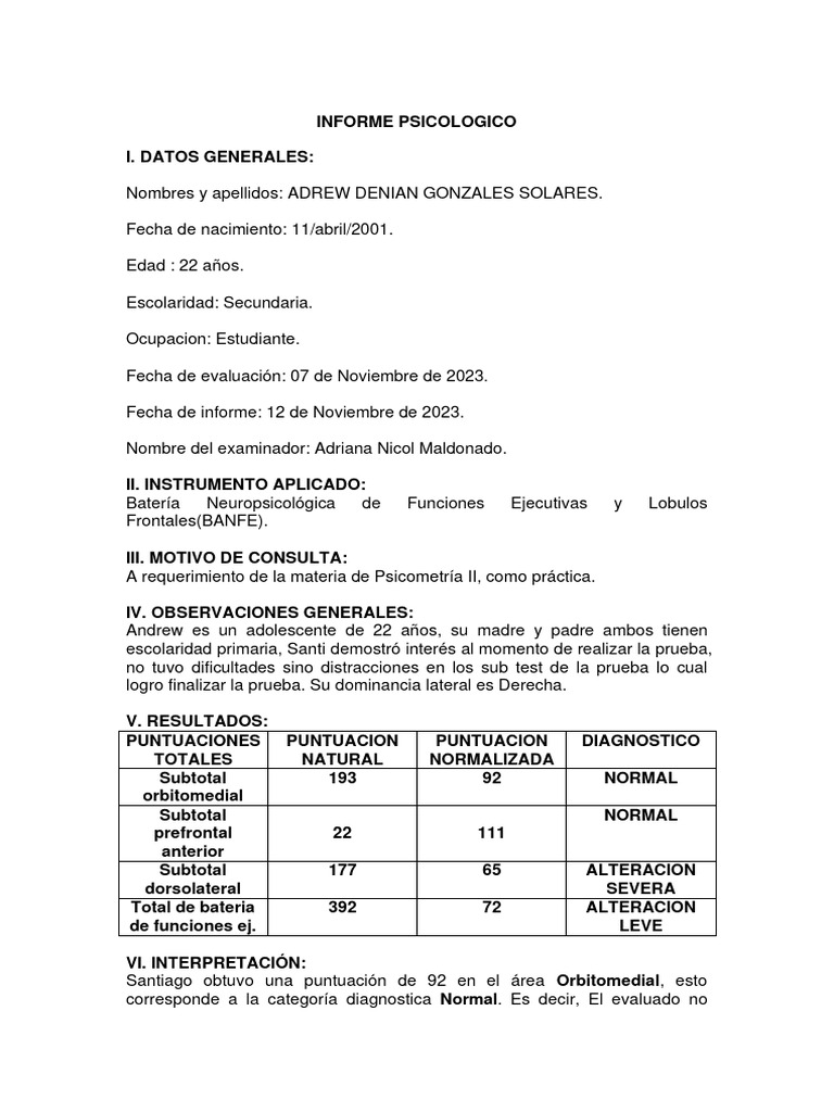 Dx Banfe Adrew | PDF | Memoria | Funciones ejecutivas