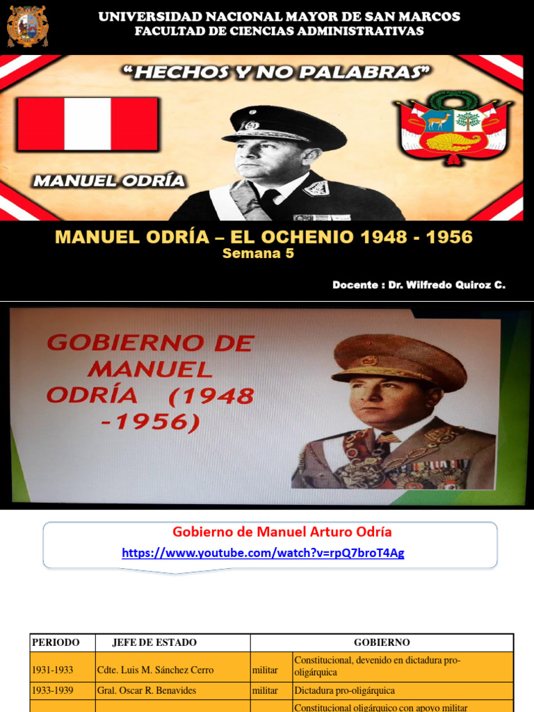 Semana 5 - Manuel Odría - El Ochenio 1948 - 1956 DR Quiroz 2023 Unmsm ...