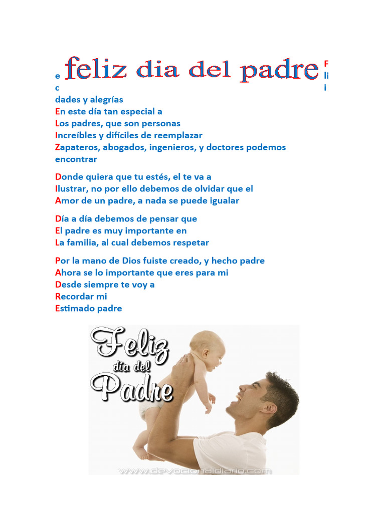 Acrostico Dia Del Padre | PDF
