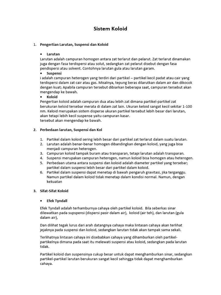 Dasar-Dasar Sistem Koloid | PDF