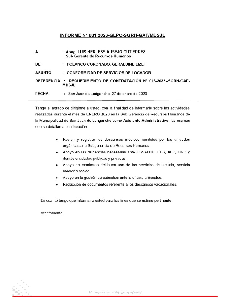 Informe de Conformidad | PDF
