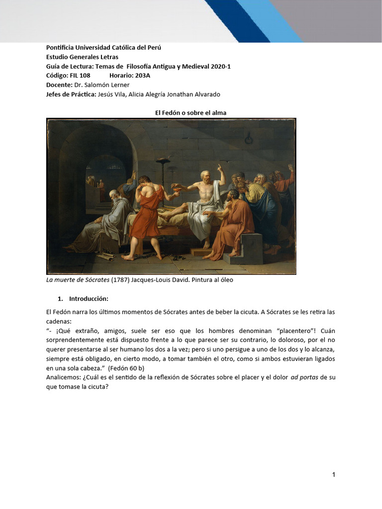 Guía de Lectura 3 (Fedón-Platón) (2) | PDF | Alma