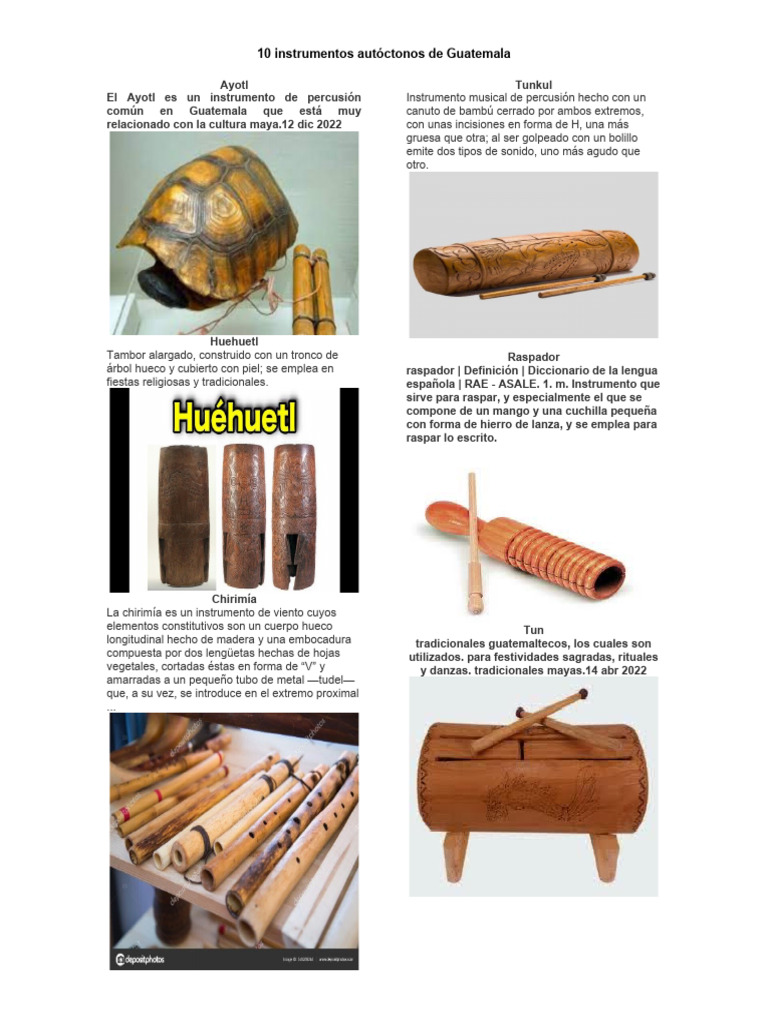 10 Instrumentos Autóctonos de Guatemala Imagenes | PDF | Hogar ...
