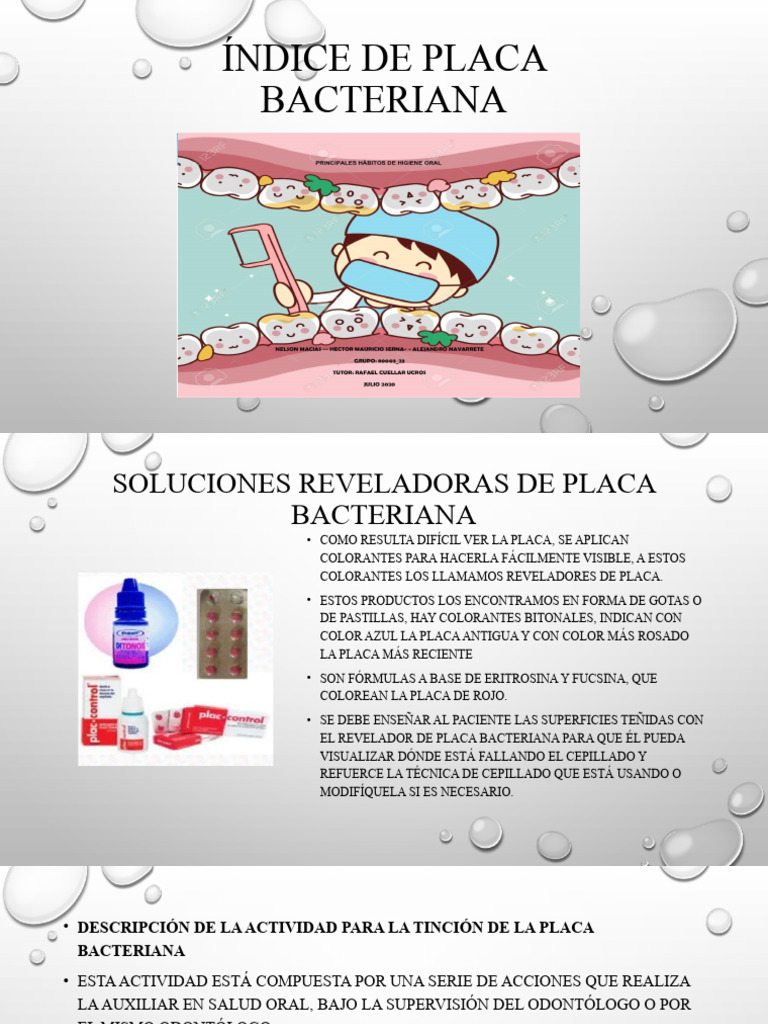 ÍNDICE DE PLACA BACTERIANA | PDF | Higiene oral | Odontología