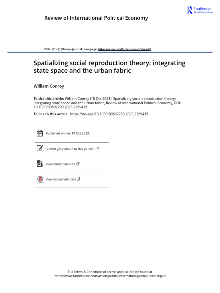 CONROY, William - Spatializing Social Reproduction Theory | Download ...