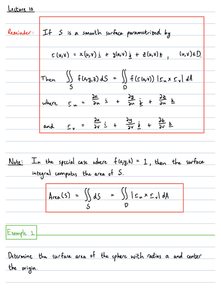 MTHS221 - Note 9 - Surface Integrals | PDF | Multivariable Calculus ...