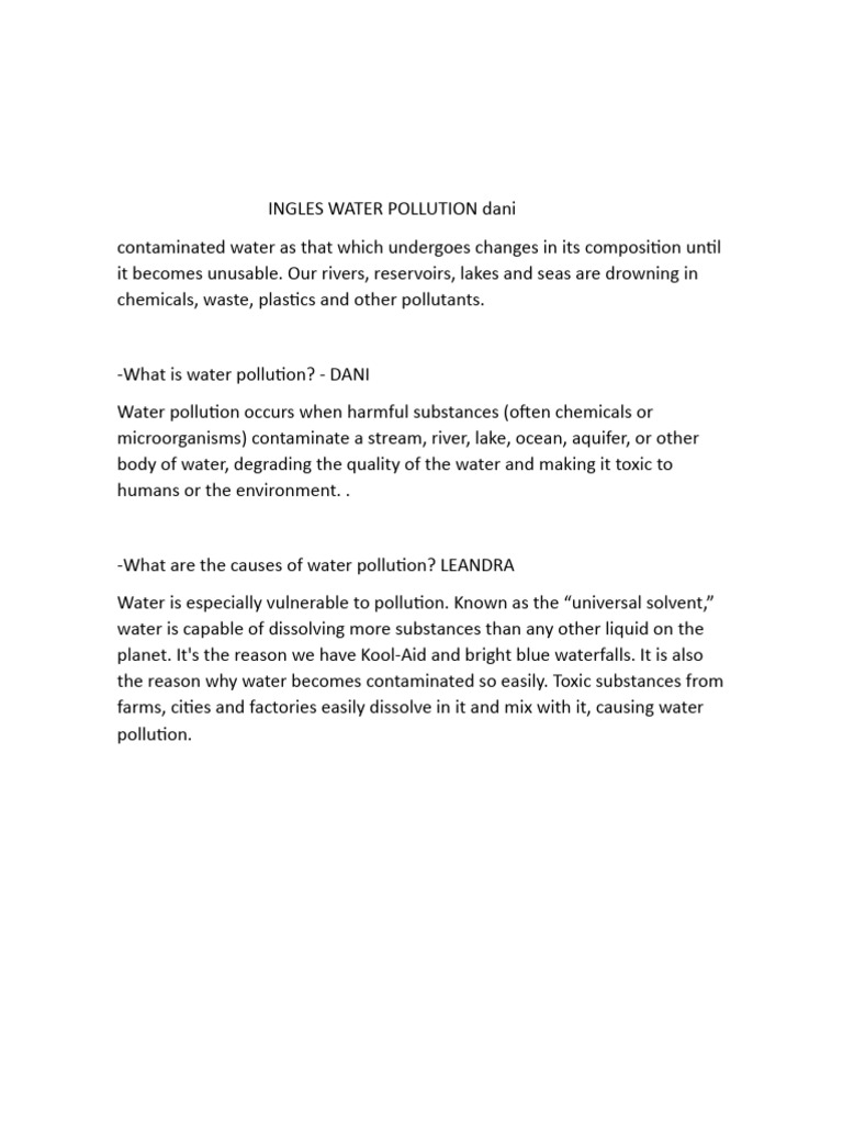 Ingles Water Pollution | PDF | Water Pollution | Water