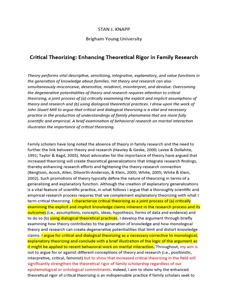 Enhancing Theoretical Rigor in Family Research | PDF | Theory | Methodology