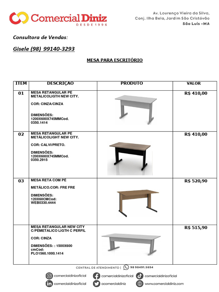 Catálogo Mesas | PDF