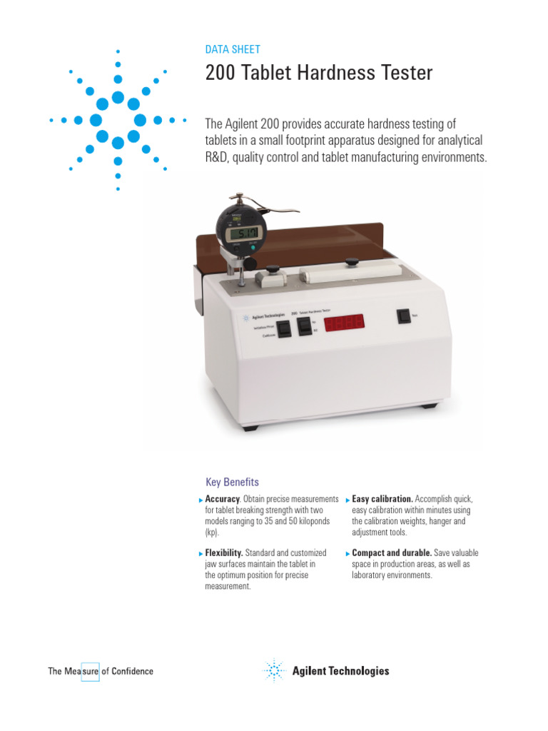 5990-7399EN - 200 Tablet Hardness | PDF | Calibration | Tablet (Pharmacy)