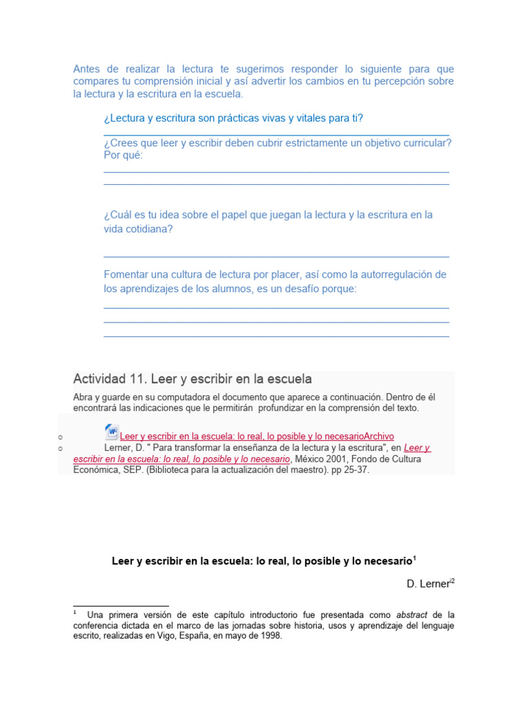 Leer y Escribir en La Escuela Intervenido | PDF | Enseñando | Aprendizaje