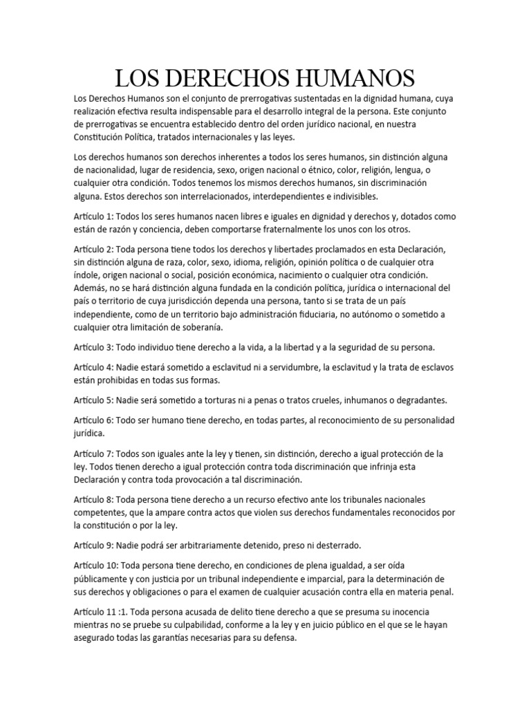 Los Derechos Humanos | PDF | Derechos humanos | Libertad