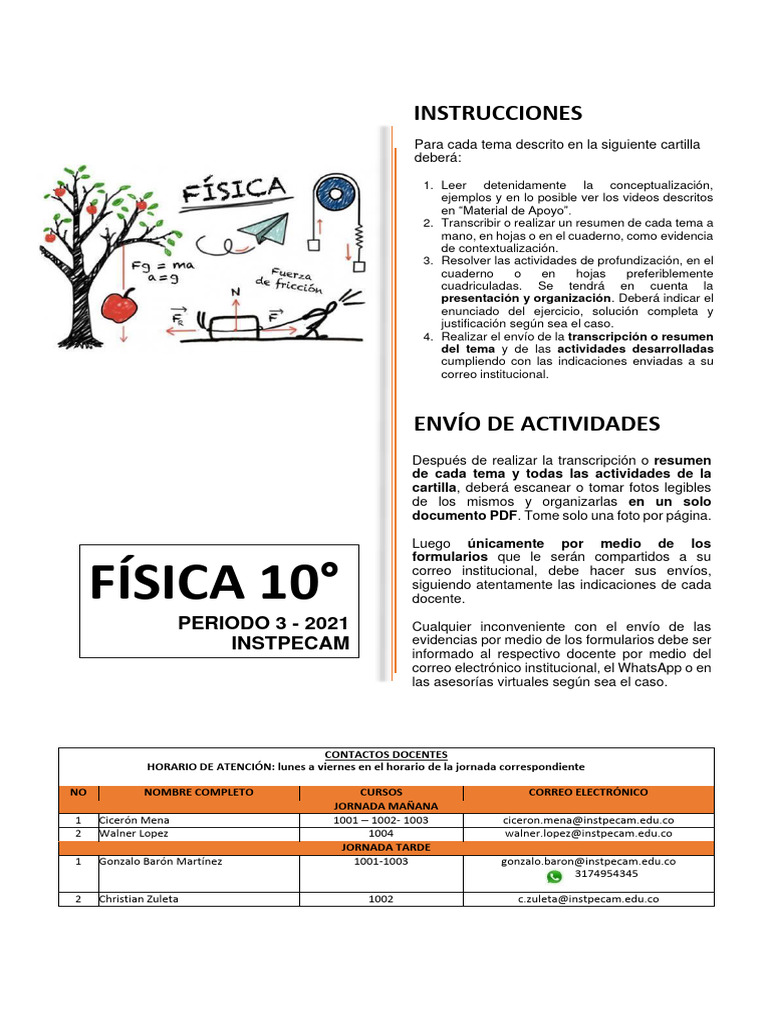 01 Guia C Naturales - Fisica 10° | PDF | Fuerza | Las leyes del movimiento de Newton