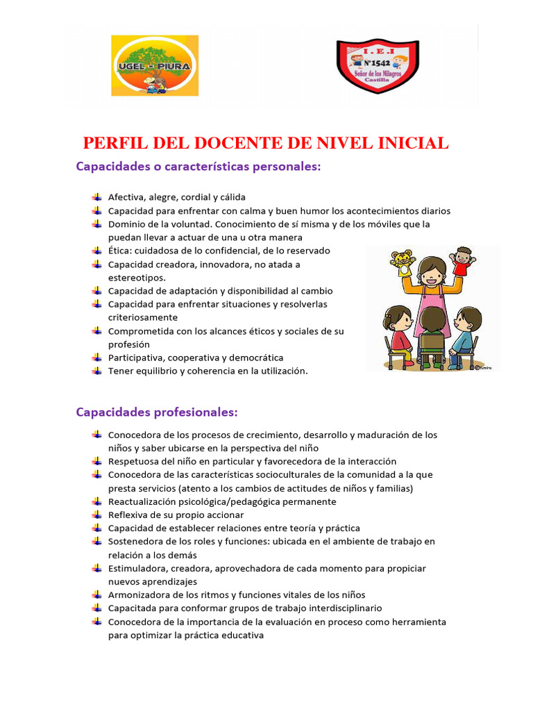 Perfil Del Docente de Nivel Inicial | PDF | Aprendizaje | Maestros
