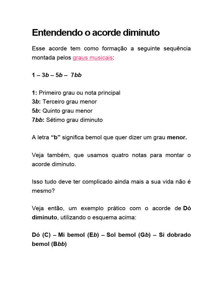 Entendendo o Acorde Diminuto | PDF
